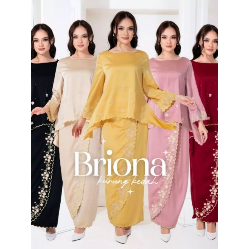 BRIONA • Baju Raya 2024 Baju Kurung Kedah Satin Silk Sulam Emas Baju ...