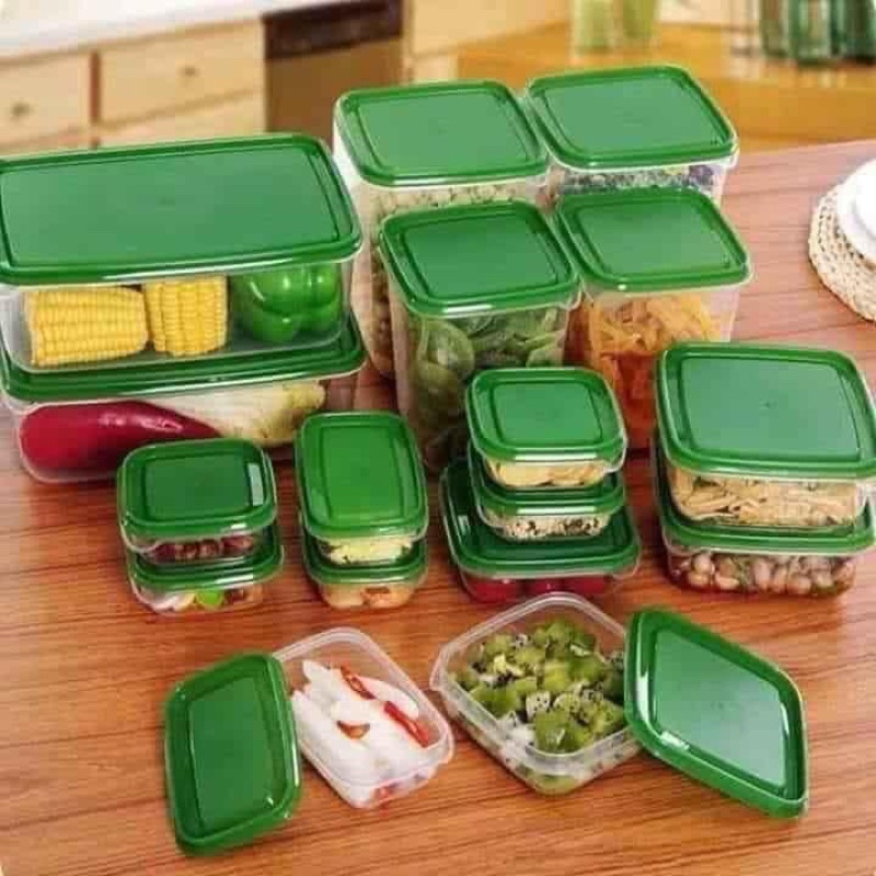 Container food set (17 Pcs) Bpa Free Food Container Food Storage Bekas ...