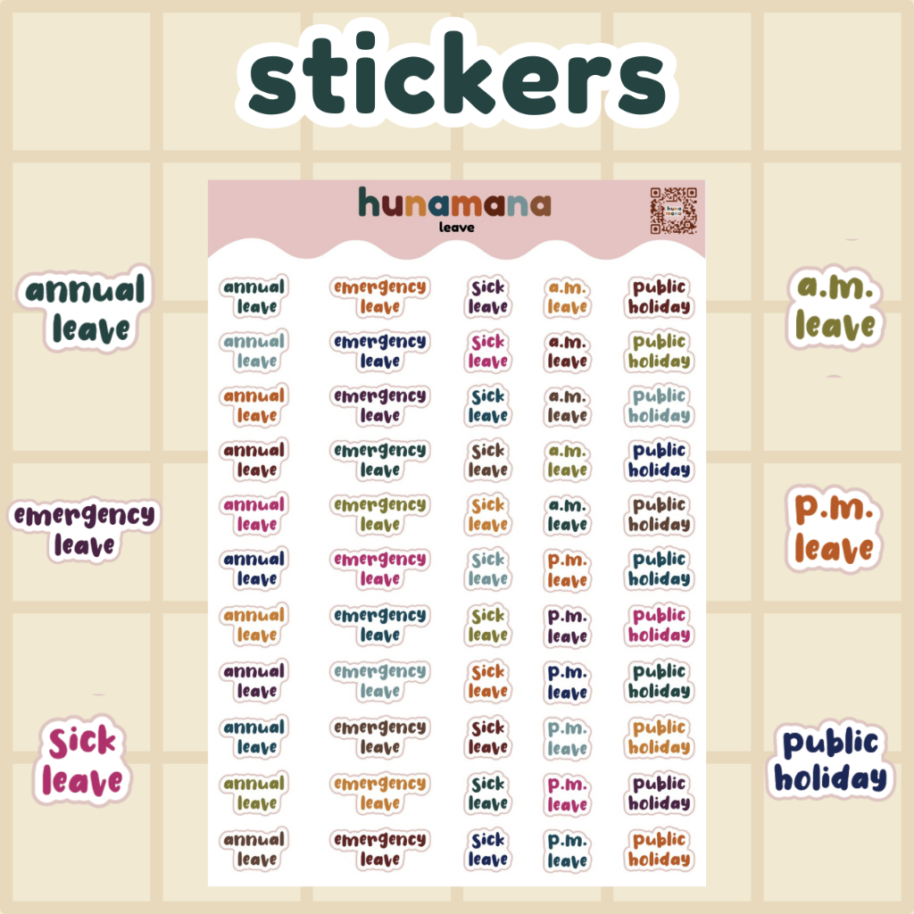 planner sticker planner sheet - annual leave sticker | emergency leave ...