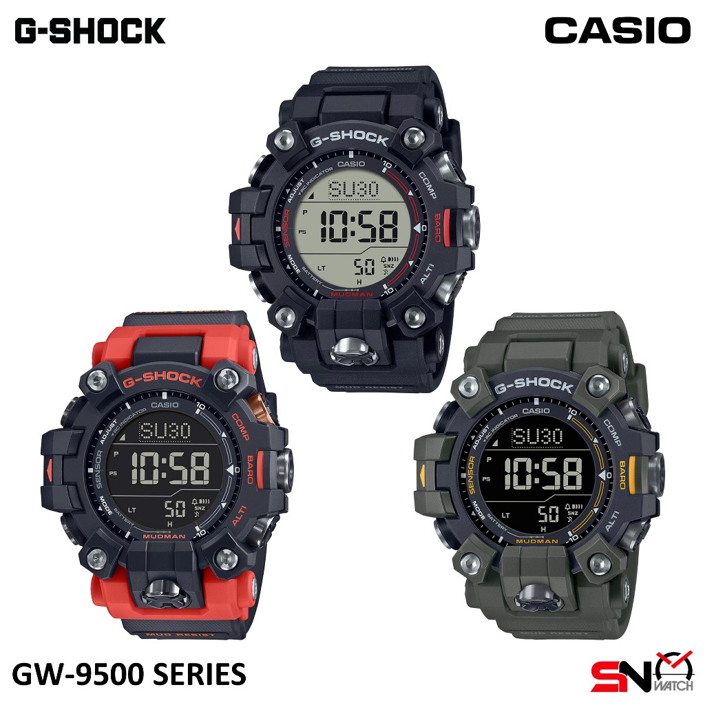 Casio G-Shock GW-9500 MUDMAN Series Triple-Sensor Tough Solar Bio-Based Resin Band Men Sports ...