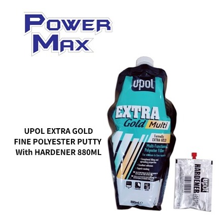 UPOL FIBRAL / UPOL EXTRA GOLD FINE POLYESTER PUTTY With HARDENER 880ML ...