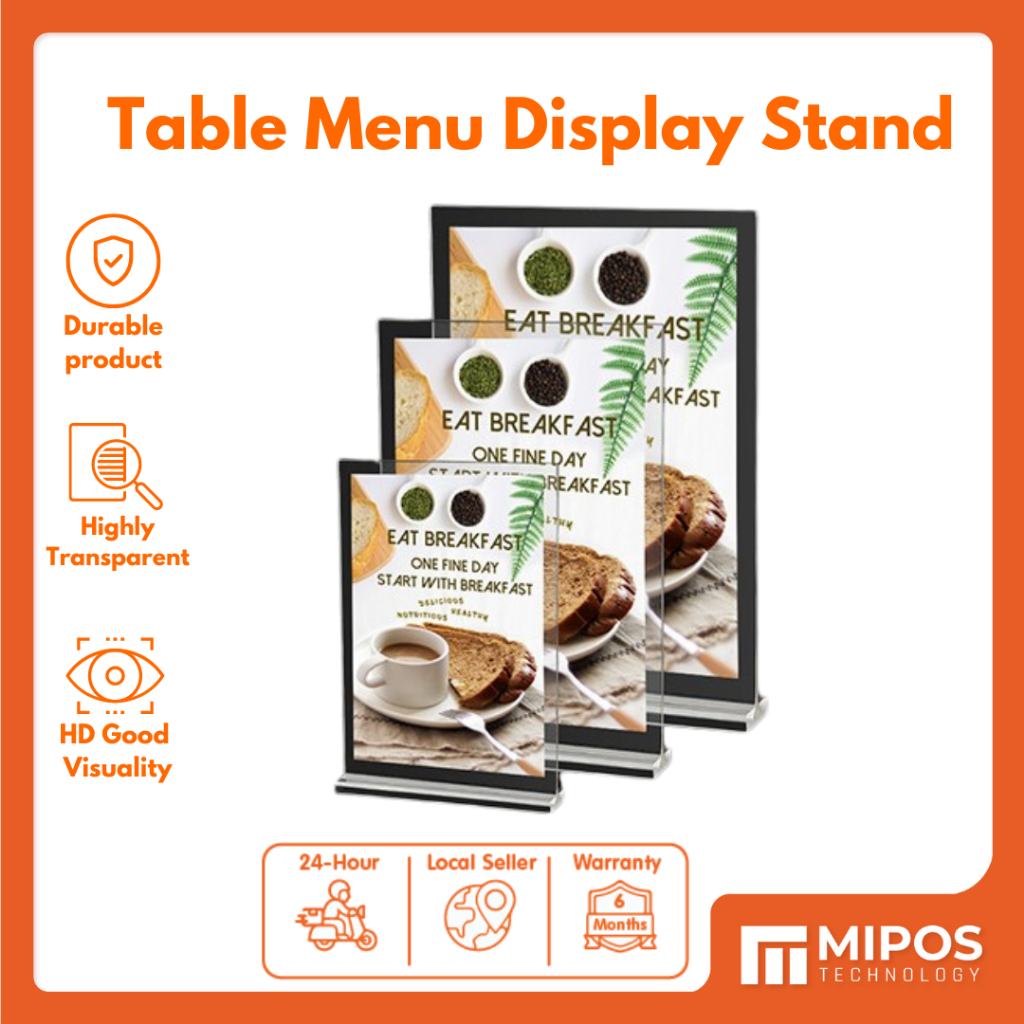 Table Menu Stand Restaurant A4/A5/A6 | Acrylic T stand | T-shaped Table ...