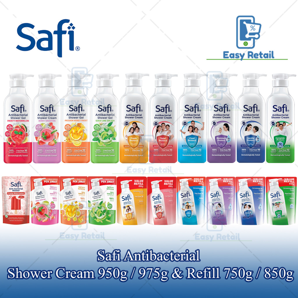 Safi Antibacterial Shower Cream / Body Wash / Refill 975g / 950g / 850g ...