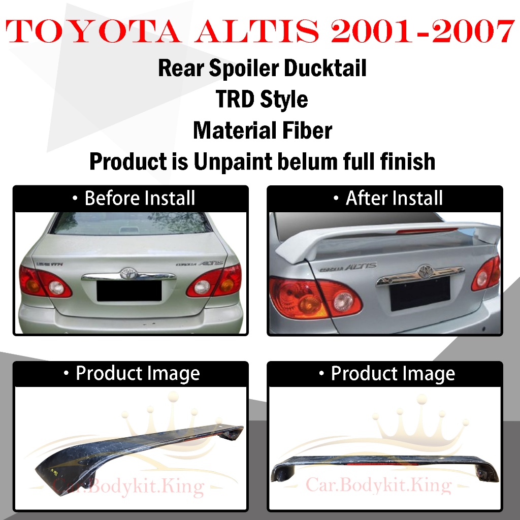 TOYOTA ALTIS 2001-2007 TRD STYLE REAR TRUNK SPOILER LIP WITH LED ...