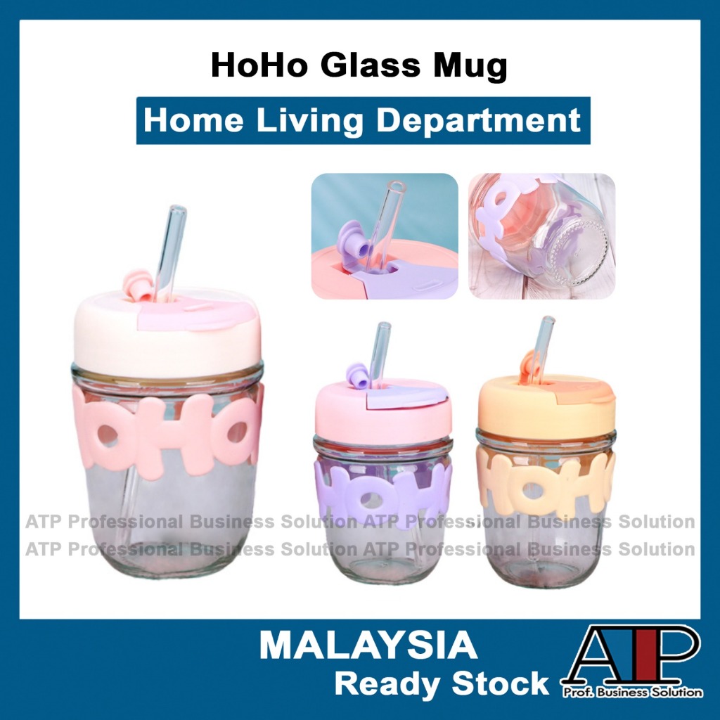 Mug🥤 Hoho Glass Mug Glass Straw Cup Heat Cold Resistant Iced Water ...
