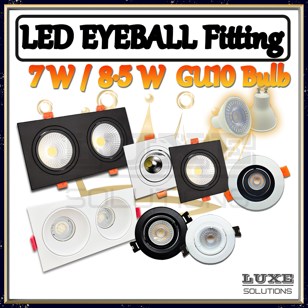 LED Recessed Eyeball Fitting Casing Complete Set with GU10 bulb and ...