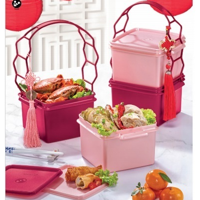 8 Warna: Tupperware Double Deep with Cariolier Lunch Box 1.7L 2 Ties ...