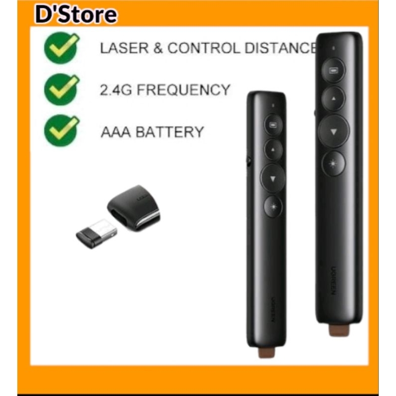 UGREEN Wireless Presenter Presentation Remote Clicker Laser Pointer 2 ...