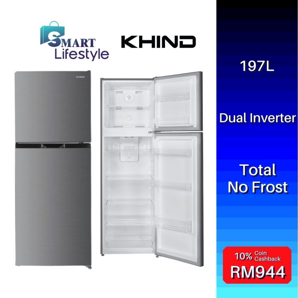 Khind 2-Door Dual Inverter Refrigerator RF205 (197L) / RF275 (247L ...