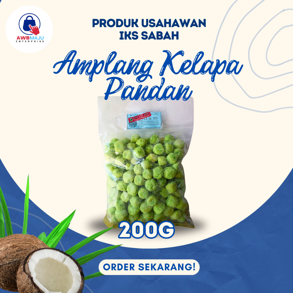 Keropok Amplang Kelapa Pandan ORIGINAL SABAH 200g (Produk Usahawan IKS ...