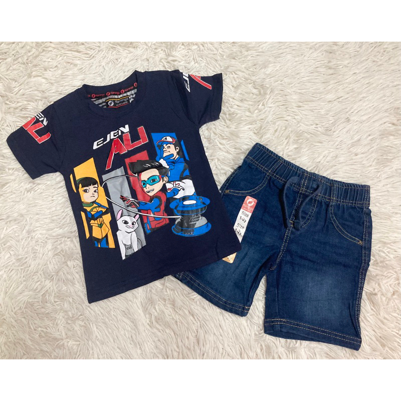 Set Jalan Seluar Pendek Budak Lelaki Tshirt + Short Pants Boys 1y-7/8y | Shopee Malaysia