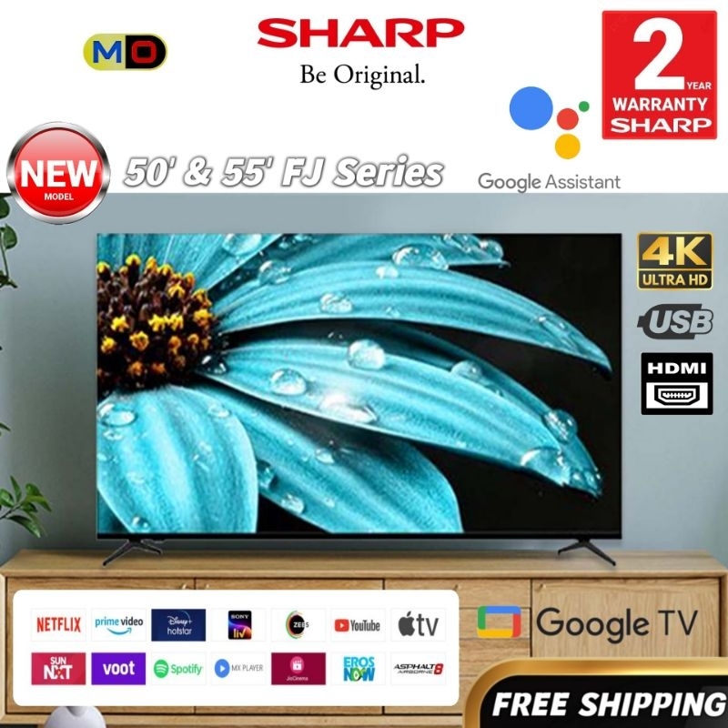 Sharp 50" & 55INCH 4K Google TV UHD 4TC50FJ1X 4TC55FJ1X YouTube Netflix Google Assistant 50" 55 ...