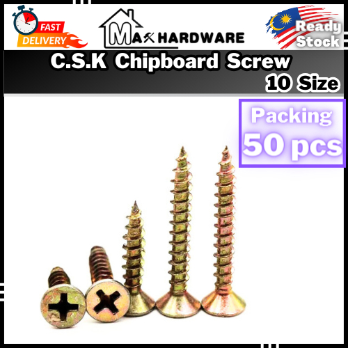 Max CSK Screw Wood Chipboard Screw Driving Counter Sunk Flat Head ...