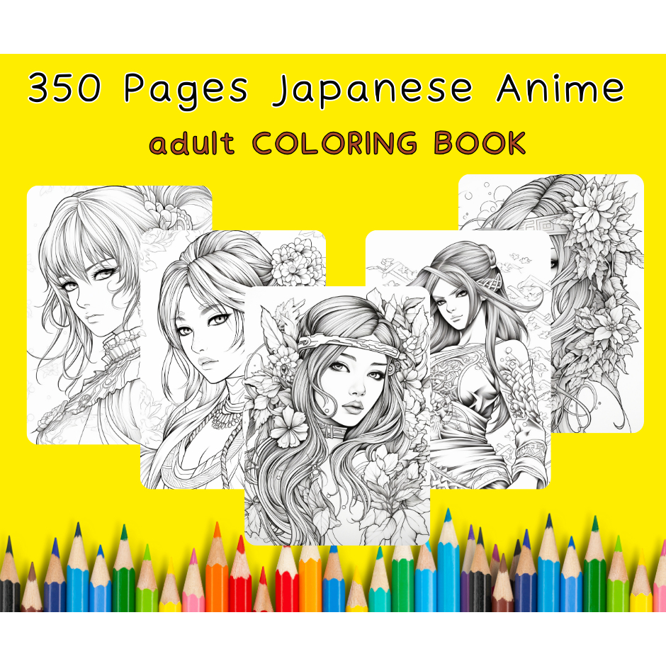 [PDF] 350 Pages Japanese Anime Adult Colouring Book | Shopee Malaysia