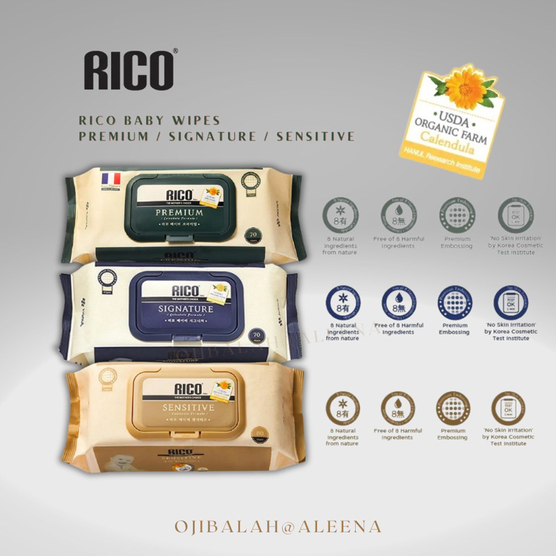 [Rico] Baby wet wipes Premium/Signature/Sensitive | Shopee Malaysia