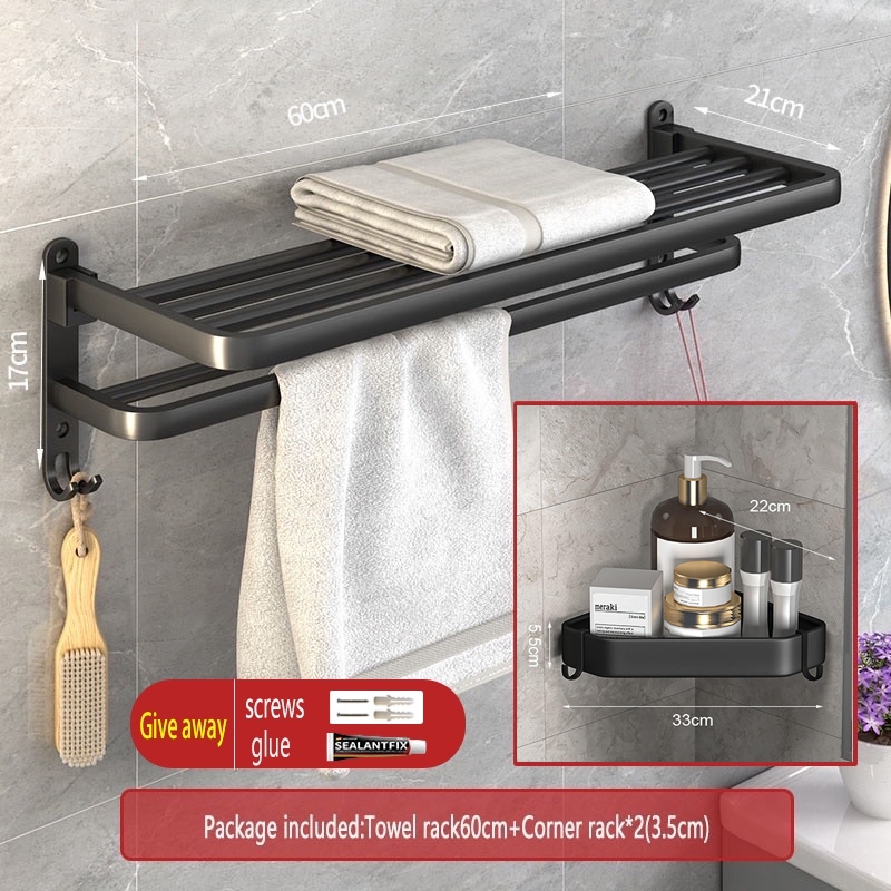 Oo-Bathroom Shelf Toilet Rack towel rack wall hook Bathroom storage ...