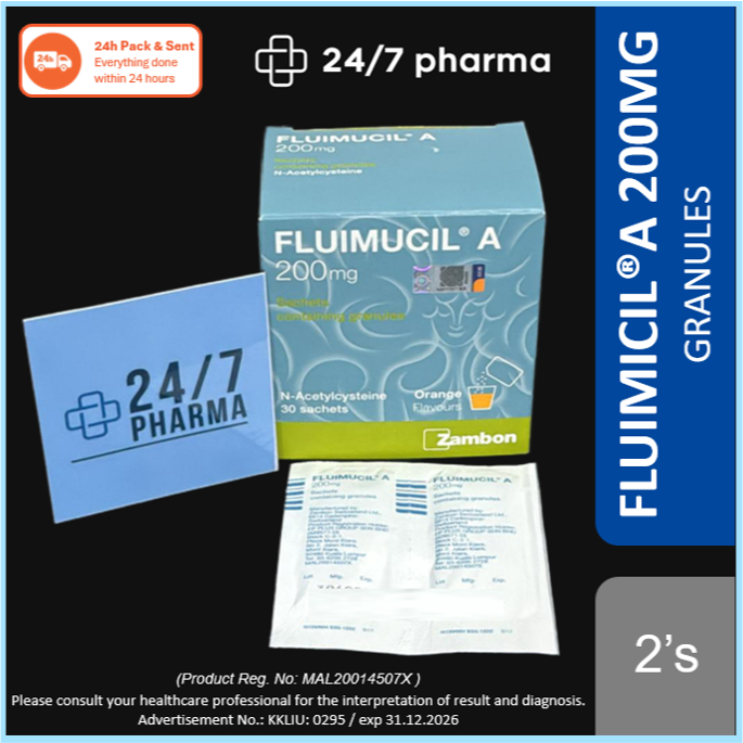 (Exp: 03/2026) Fluimucil A 200mg N-Acetylcycteine A-200 zambon ...