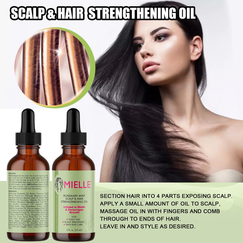 MIELLE ORGANICS ROSEMARY MINT SCALP & HAIR STRENGTHENING OIL WITH ...