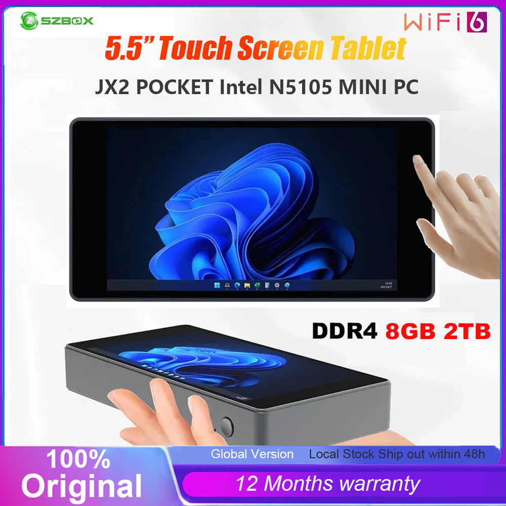 SZBOX JX2 Pocket Mini PC 5.5 inch Touch Screen Tablet PC Windows 11 ...