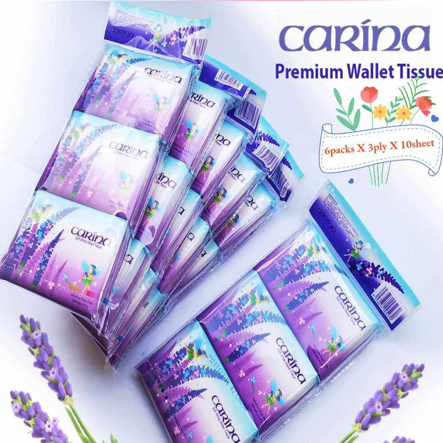CARINA SOFT WHITE WALLET TISSUE (POCKET TISSUE) 6PKTS x 10SHEETS x 3PLY ...