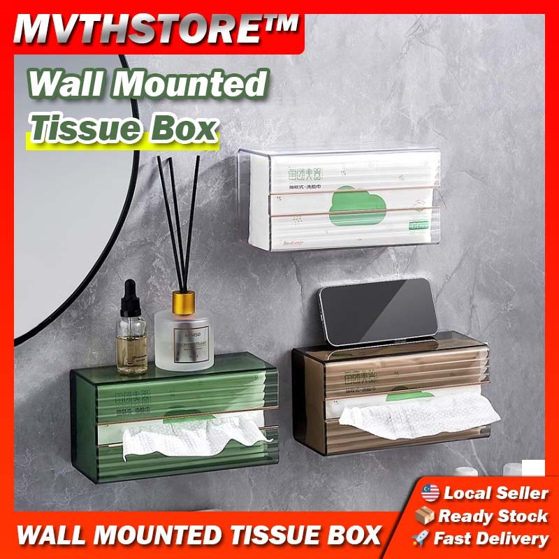 Tissue Box Wall Mounted Tissue Box Storage Box Self Adhesive Tissue ...