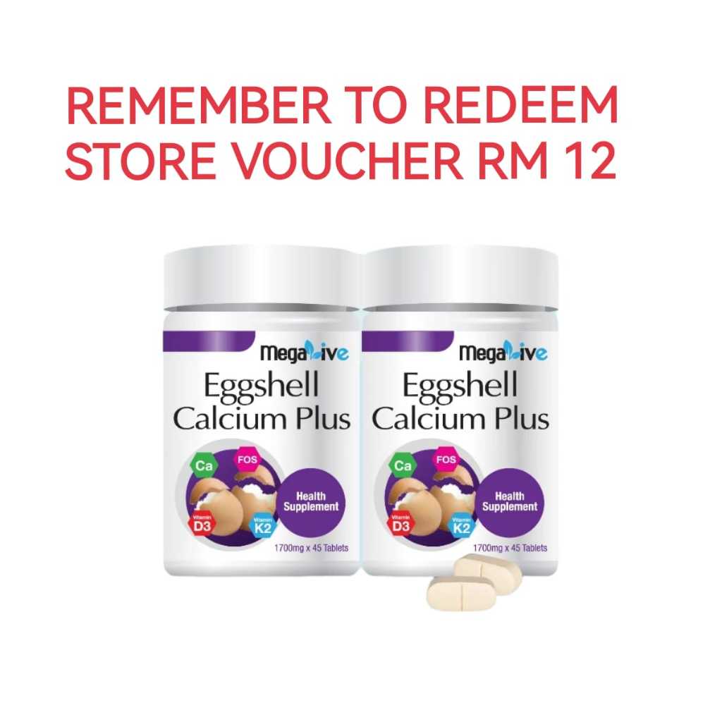 MEGALIVE EGGSHELL CALCIUM PLUS 45'S / 2X45'S [EXP: 4/2026] | Shopee ...