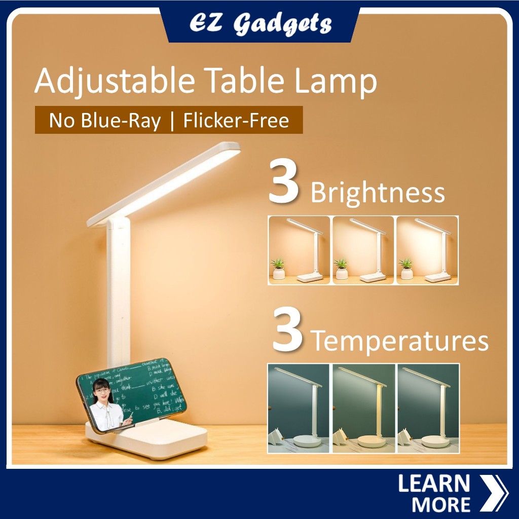 LED Table Lamp Foldable Rechargeable Adjustable Brightness Study Lamp ...
