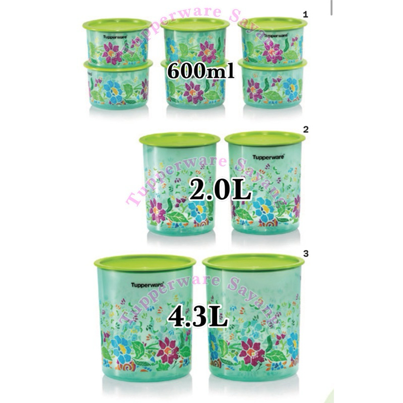 Tupperware Batik One Touch 600ml 2.0L 4.3L | Shopee Malaysia
