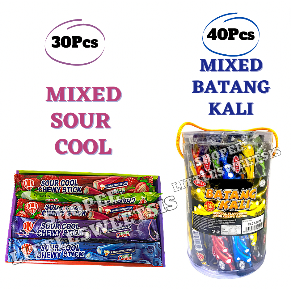 MIXED SOUR COOL CHEWY STICK CANDY [30'S] / MIXED BATANG KALI CHEWY ...