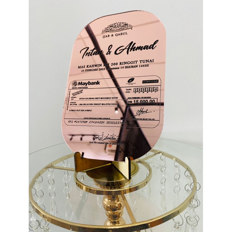 PLATE MAS KAHWIN HANTARAN MOCKUP CHEQUE Plate mas kahwin ijab qabul ...