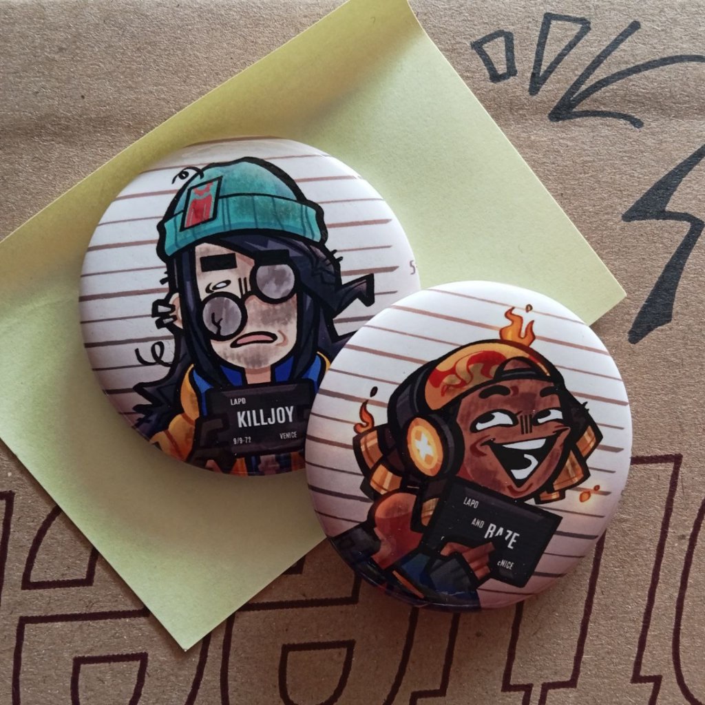 VALORANT | Matching Button Badges Set: Killjoy and Raze jailed meme | Shopee Malaysia