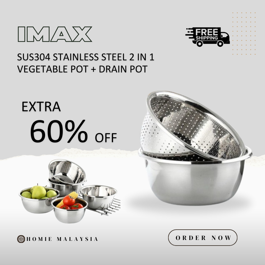 IMax SUS 304 Stainless Steel 2 in 1 Vegetable Pot + Drain Pot | Shopee ...