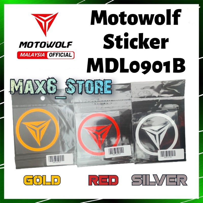 Motowolf Logo Sticker MDL0901B Red / Gold / Silver Big Logo Sticker ...