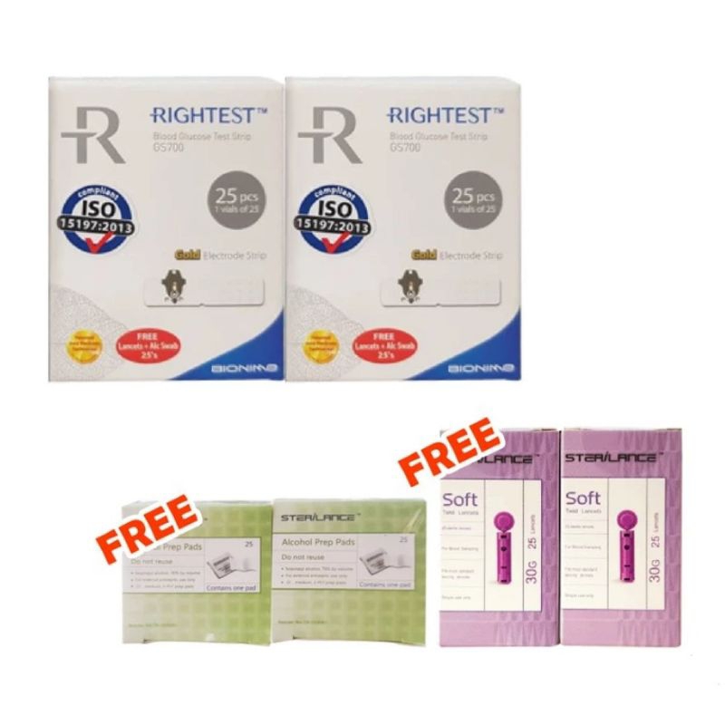 promotion BIONIME RIGHTEST GS700 BLOOD GLUCOSE TEST STRIPS 2X25'S FOC ...
