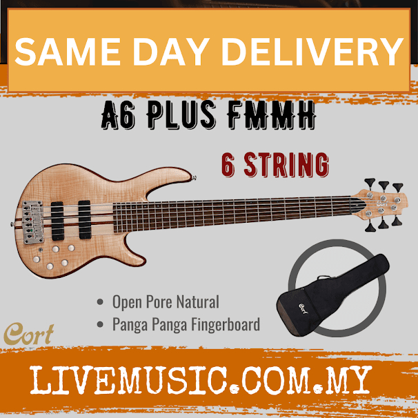 Cort A6 Plus FMMH 6-String Bass Guitar Jatoba Fretboard with Bag - Open ...
