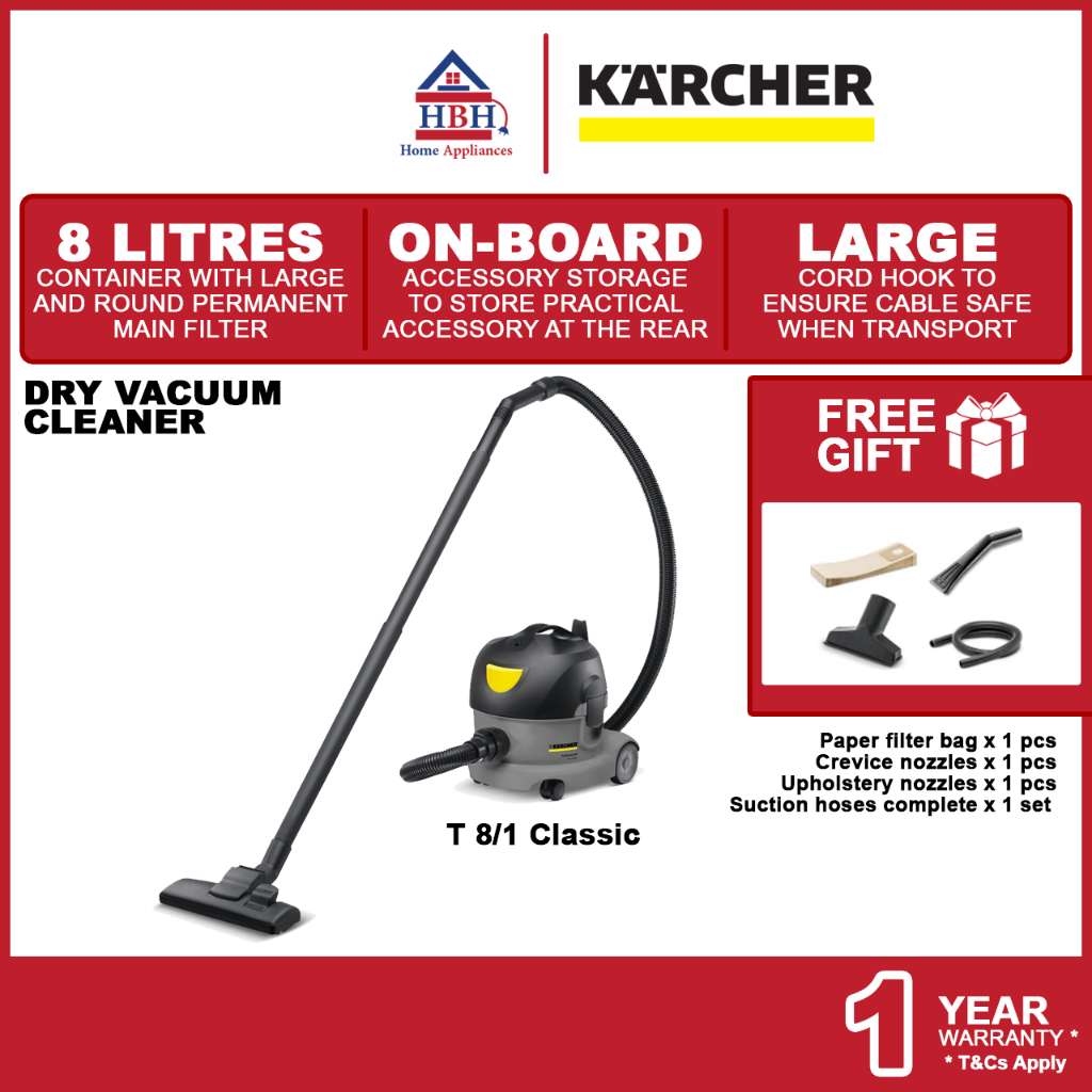 Karcher T 8/1 Classic Dry Vacuum Cleaner 8 / 1 Classic T8 /1 T8/1 ...