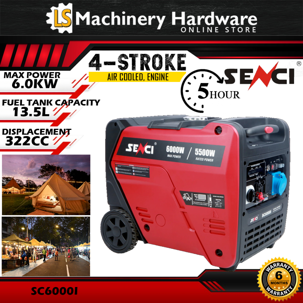 SENCI SC6000i 6000Watt/6.0KW Inverter Silent Petrol Generator - Heavy ...