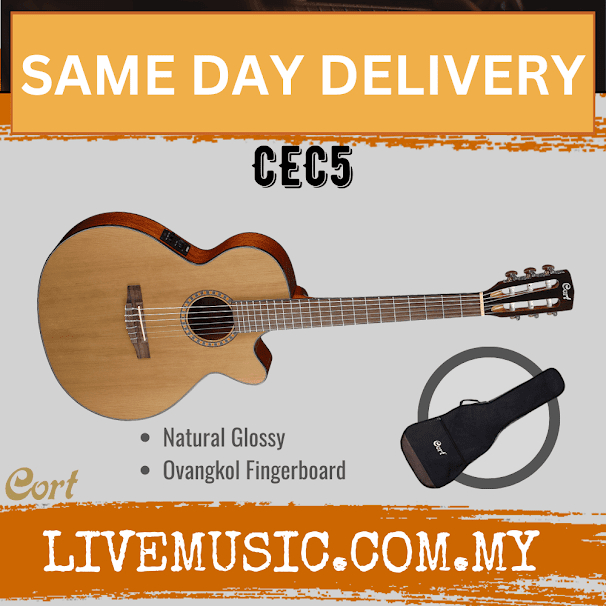 Cort CEC5 Classical Guitar with Gig Bag - Natural Glossy (CEC 5/CEC-5 ...