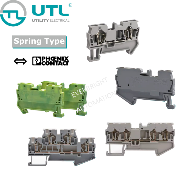 UTL Feed Through Spring Cage Tension Clamp Single Layer Double Layer Terminal Block End Plate ...