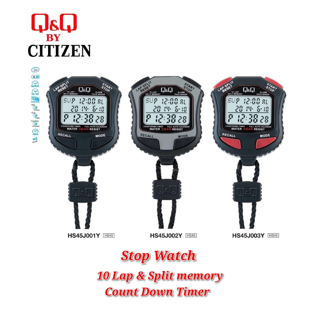 Q&Q by Citizen Stopwatch Split Wrap Measurement Countdown Timer HS45 ...