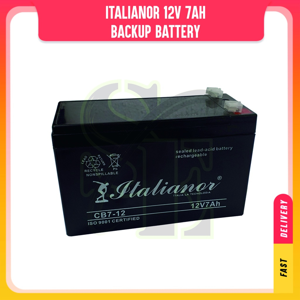 Italianor 12V 7AH Rechargeable Seal Lead Acid Backup Battery - Autogate ...