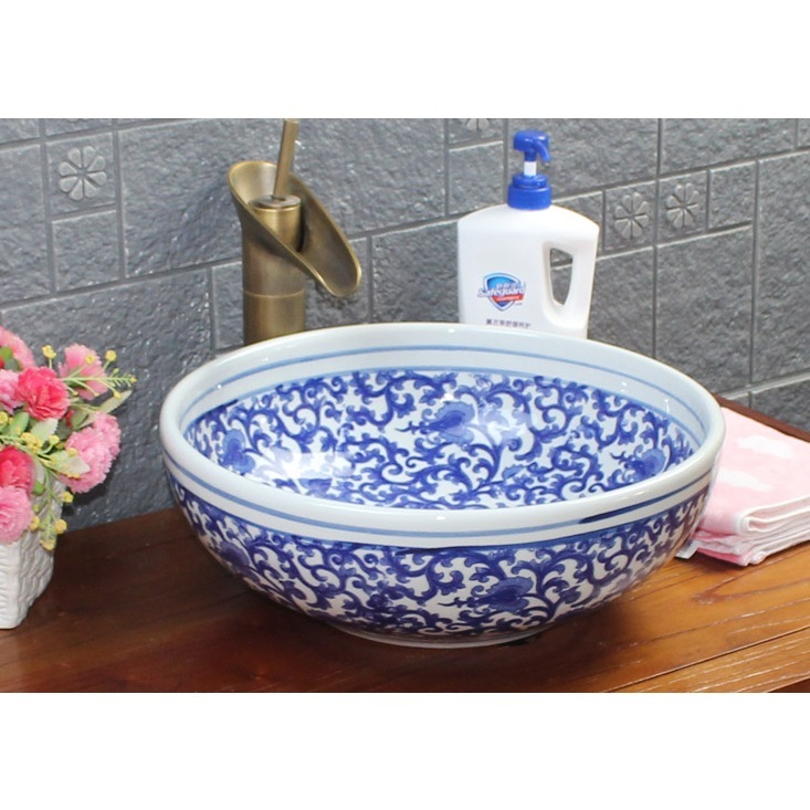 Ceramic Table Basin sink Single Basin Retro round Wash Basin Bathroom ...