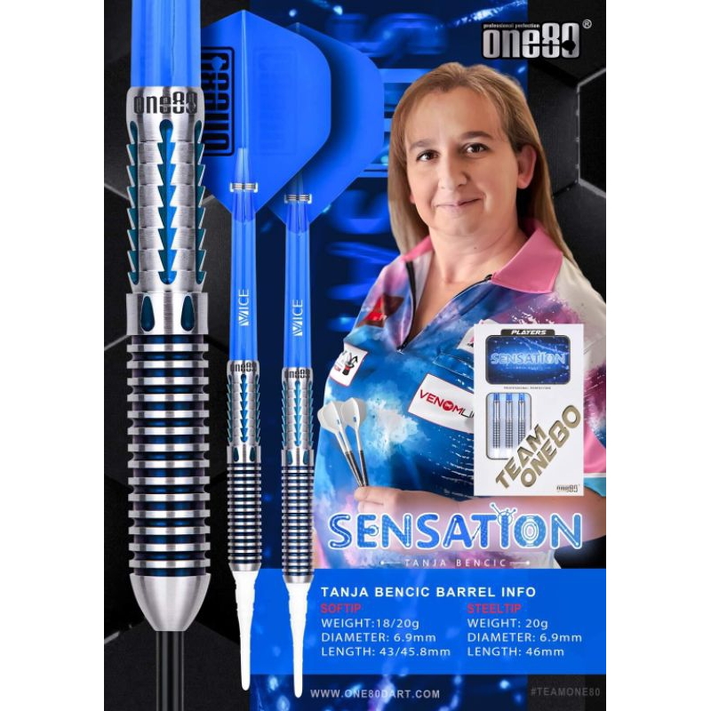 DARTS BARREL [one80] Sensation Tanja Bencic Model 2BA 18g & 20g ...