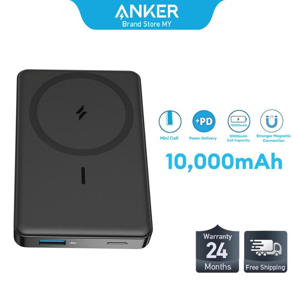 Anker A1642 334 MagGo Battery (PowerCore 10,000mAh) Magsafe Wireless Charging Powerbank with 0 ...