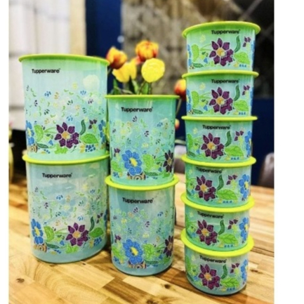 *Raya 2024*Full set 10pcs*Tupperware Batik One Touch Topper Junior 600ml & Canister Small 2L ...
