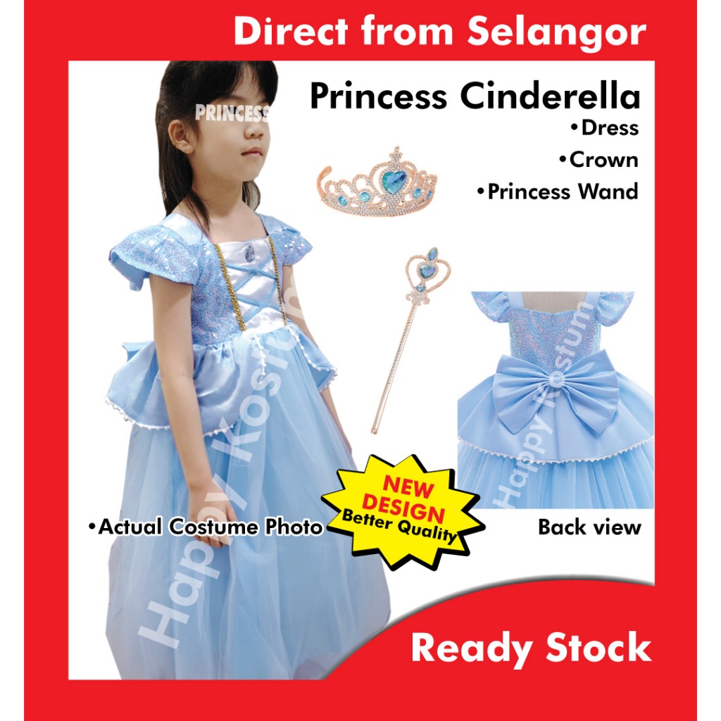 💥Ready Stock New! Princess Cinderella Costume Kids Budak Malaysia Budak ...