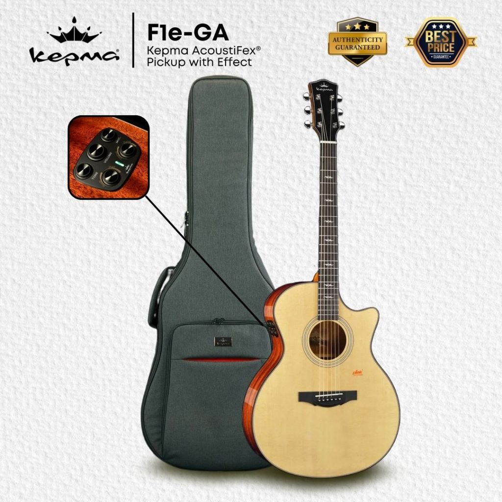 Kepma F1 Solid Sitka Spruce Top Grand Auditorium Acoustic Guitar, S1 ...