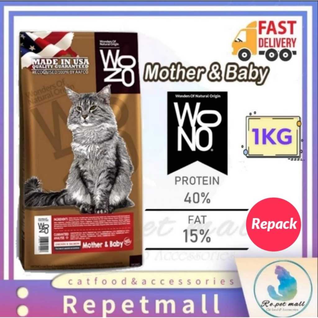 Wono 1KG Repack/1.5KG Original Pack Super Premium (Mother & Baby )Cat ...