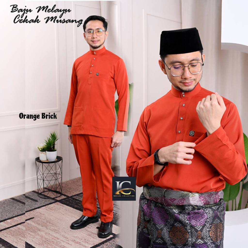 [ORANGE BRICK] BAJU MELAYU MODEN CEKAK MUSANG [BURNT ORANGE] | Shopee Malaysia