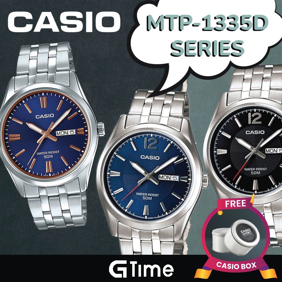 [original 1yr Warranty] Casio Mtp 1335d Man Quartz Analog Day Date Display Stainless Steel